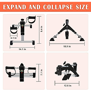 GOREDI Under Desk Bike Pedal Exerciser, Upper & Lower Peddler Exerciser for Seniors with LCD Display, Fitness Folding Arm Leg Workout