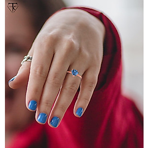 Takar Solid 14k Gold Solitaire Heart-Shaped Genuine Blue Topaz Ring, Heart Promise Ring For Women, Heart Gold Jewelry Birthstone Gift for Her MADE IN USA.
