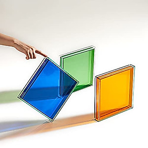 Acrylic Decorative Tray-Jewelry Perfume Makeup Storage Organizer for Vanity, Dresser, Bathroom, Living Room, Coffee Table (Orange)