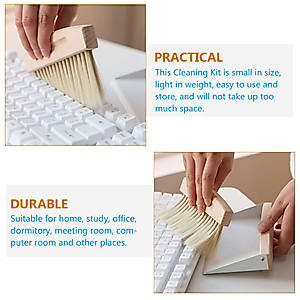 Hemoton 1 Set Small Broom Dustpan Brooms Pet Cage Broom Brush Dustpan Desk Top Dustpan Car Cleaning Tools Pets House Cleaning Brush Sofa Child Desktop White Iron Keyboard Brush