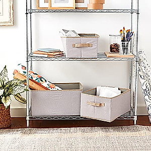 Urban Shop Foldable Linen Storage Bins with Contrasting Handle and Trim, Set of 3, Grey, 3 Count