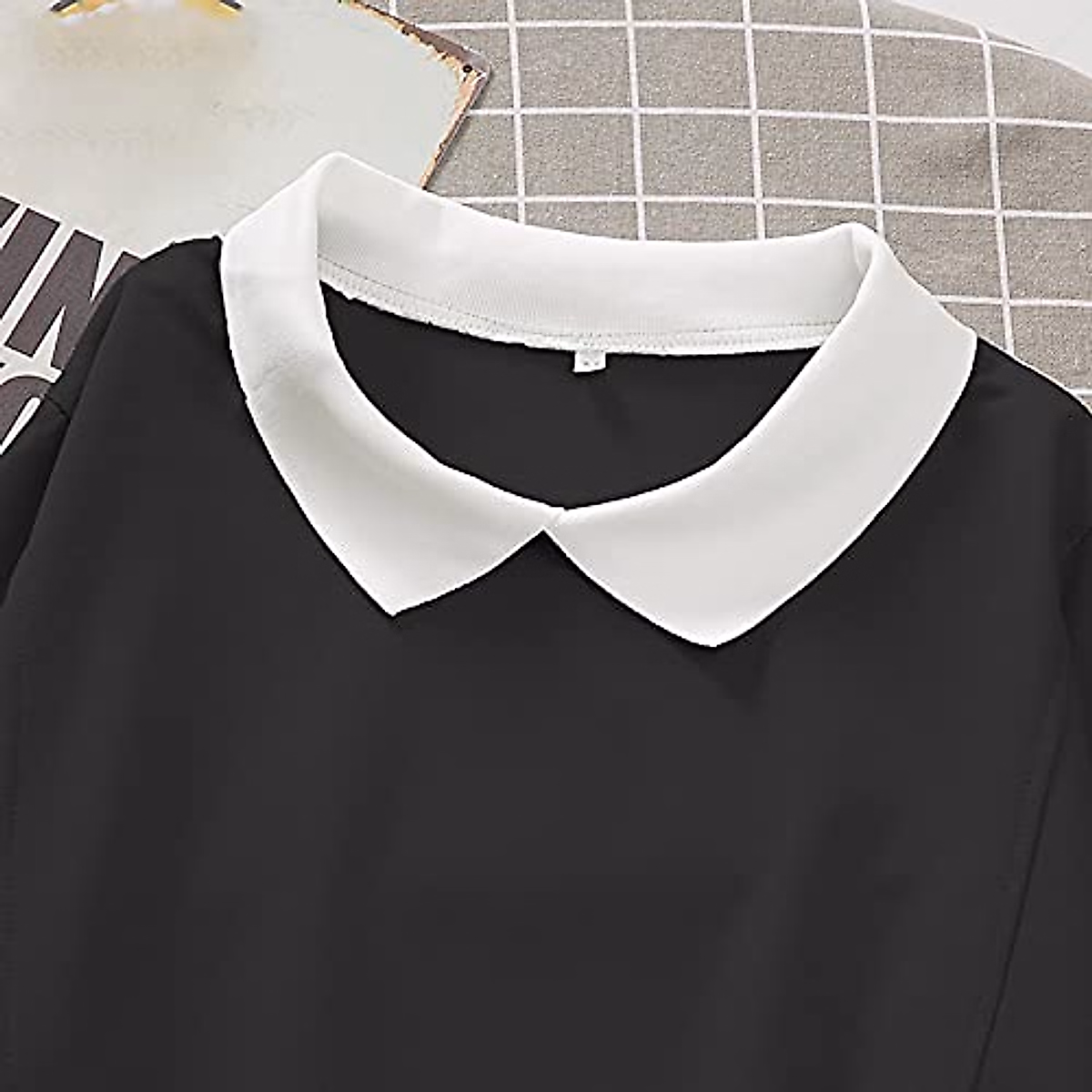 Wrenpies Women Sweatshirts Cotton Hoodie Aesthetic Pullover Turn-Down Collar Sweatshirt for Girls Kawaii Clothes Pocket Tops (Black,XL,X-Large)