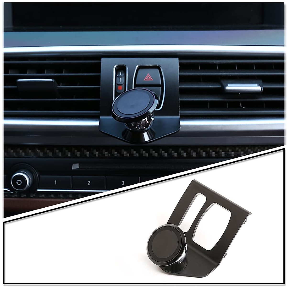 LLKUANG 360-Degree Rotary Cell Phone Holder Mobile Phone Mount Black(Magnet) for BMW 5 Series F11 F10 F07 2010-2016 (Black)