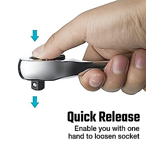 DURATECH 3-Piece Ratchet Set, 1/4", 3/8", 1/2" Drive, 90-Tooth, Quick-release, Contour Handle Designed for Better Grip, Alloy Steel, Organized in Plastic Tray