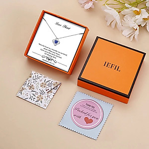 Love Knot Birthstone Necklace for Women, 925 Sterling Silver Love Knot Heart Birthstone Necklace Jewelry Natural or Created Gemstone Valentines Day Birthday Gifts for Her Mom Wife Girlfriend,