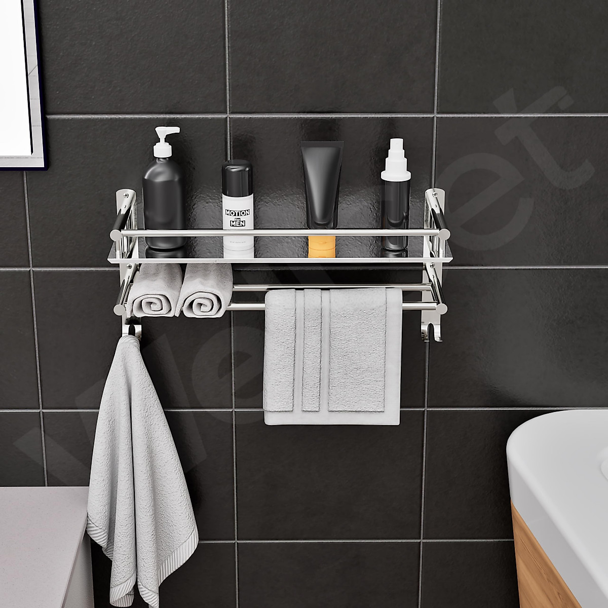 Well Set Shelves Wall Mounted, 17 Inch Rustic Metal Wall Shelves for Storage, Bedroom Living Room Bathroom Kitchen Office and More Weathered shelves for wall decor