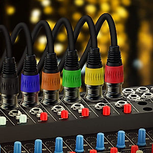 AuxLink XLR Cables, XLR Microphone Cable 25 ft 6 Pack, Gold-Plated 3-pin XLR Speaker Cable Male to Female Balanced Mic Cable