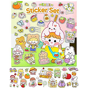 Benresive 1000 Pcs Cute Stickers for Kids, Water Bottle Stickers Kawaii Waterproof Vinyl Scrapbook Phone Laptop Stickers, 100 Sheets Journaling Aesthetic Sticker Packs for Girls Teens（Green）