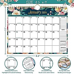 2024 Calendar - Calendar 2024, Jan. 2024 - Dec. 2024, 11" x 8.5", 12-Month Wall Calendar 2024, Small Calendar with Twin-Wire Binding