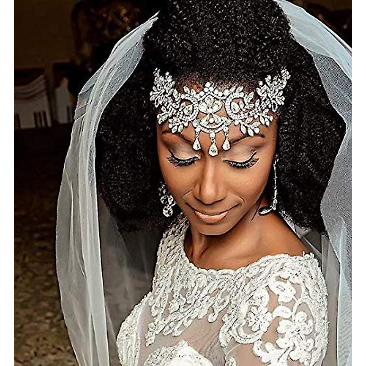 BELLAWOO Black Witchy Crown -Vintage Baroque Crystal Queen Tiara for Party Pregnant Photoshoot Halloween