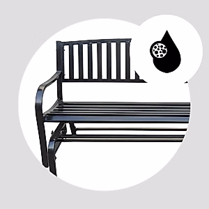 Four Seasons Courtyard Outdoor Patio Bench Glider Backyard Garden, Front Porch, or Walking Path Furniture Seat with Powder Coated Steel Frame, Black