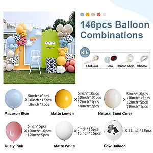 Shivnsotpa Balloon Garland Arch Kit,146 PCS Blue Orange Latex Balloons Combination with Cow Printed Balloons for Farmhouse Country Western Cowboy Birthday Wedding Christmas Day Engement Summer Party