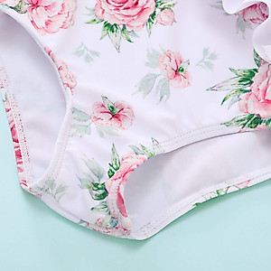 Baby Girl Swimsuit Infant Bathing Suits One Piece Swimwear Sleeveless Bikini Tankini Set Stirpe Bathing Suits for Girls 3-6 Months White