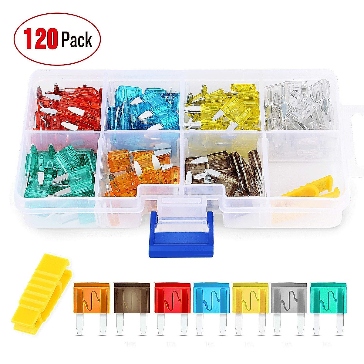 Nilight - 50034R 10 Pack 12V Car Add-A-Circuit Fuse Tap Adapter Mini Atm Apm Blade Fuse Holder with 120 PCS Mini Blade Fuse Assortment Kit (5, 7.5, 10, 15, 20, 25, 30) AMP for Cars,Trucks,Boats