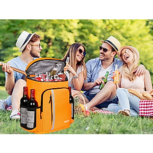 FORICH Backpack Cooler Leakproof Insulated Waterproof Backpack Cooler Bag, Lightweight Soft Beach Cooler Backpack for Men Women to Work Picnics Camping Hiking, 30 Cans (Orange)