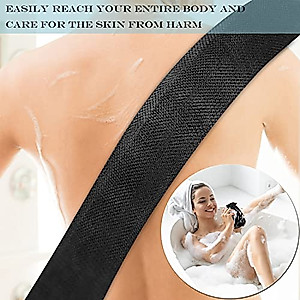 African Exfoliating Net,JASSINS African Sponge Net,Body Exfoliating Long Net Shower Body Scrubber Back Scrubber Skin Smoother (Black + Beige)