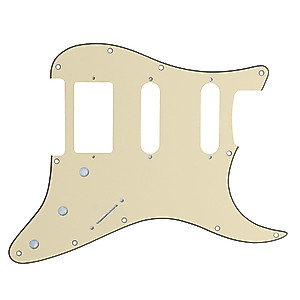IKN 11 Hole Strat HSS Pickguard Guitar Scratch Plate for American/Mexican Made Standard Strat Modern Style Guitar Replacement, 3Ply Cream
