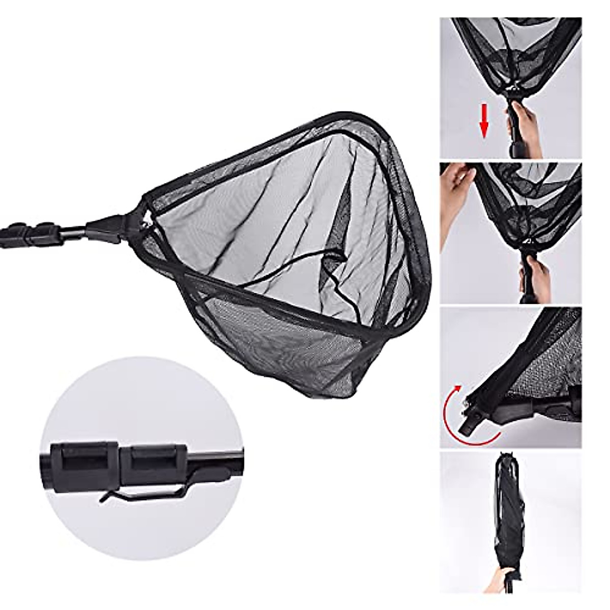 YSBER Pool Skimmer (Total 99" Leaf Skimmer with Telescopic)-Adjustable Heavy Duty Pool Leaf Rake Net-Swimming Pool Cleaner Supplies for Cleaning Swimming Pool Pond and Fine Mesh Deep Bag