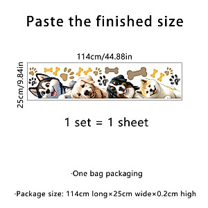 44.9 X 9.8 Inch Dog Door Decals Cartoon Animal Wall Sticker Dog Wall Decals for Kids Baby Nursery Playroom Bedroom Classroom Kindergarten Door Decor