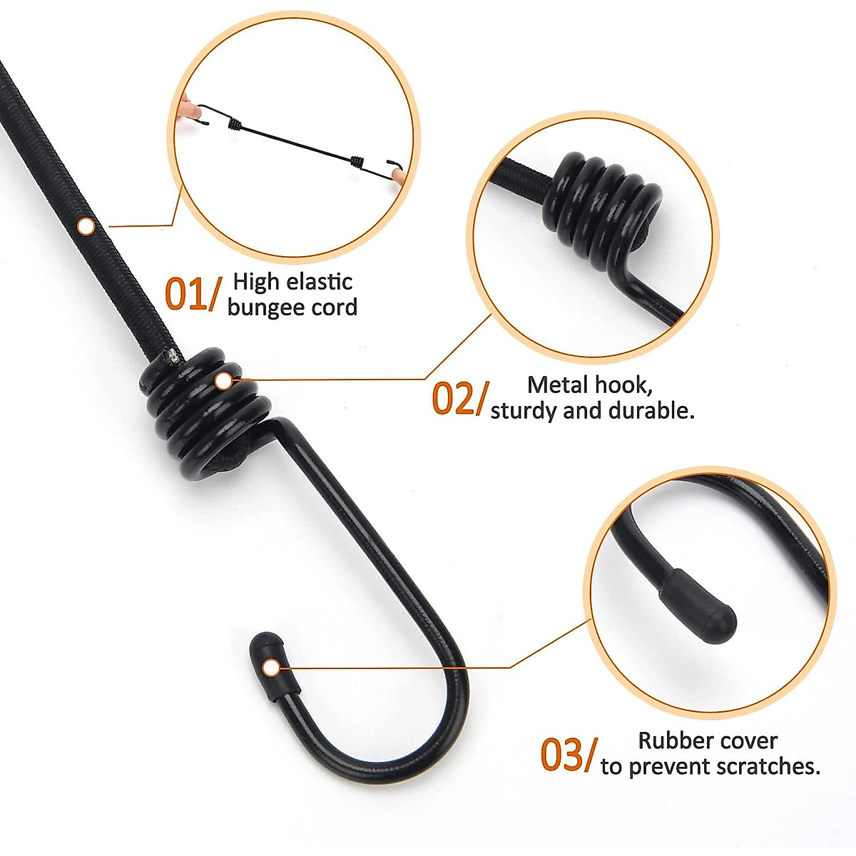 Roastove 6 PCS Bungee Cords, Elastic Hooks for Air Conditioner Outside Unit Covers