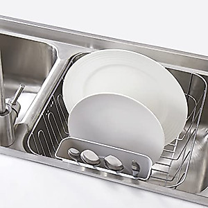 Sweet Home Collection 2 Piece Dish Drying Rack Set Drainer with Utensil Holder Simple Easy to Use Fits in Most Sinks, 14.5" x 13" x 5.25", Silver