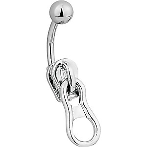 Forbidden Body Jewelry Zipper Belly Button Rings Navel Ring Surgical Steel 14G
