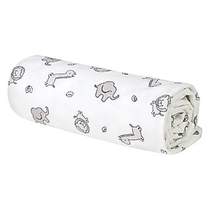 Trend Lab Safari Chevron Jumbo Deluxe Flannel Swaddle Blanket-Safari Animal Print, 100% Cotton Flannel, Gray, White, 48 in x 48 in