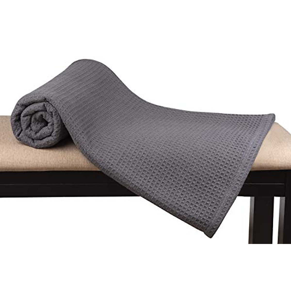 Glamburg 100% Cotton Thermal Blanket, Breathable Bed Blanket King Size, Soft Waffle Blanket, King Blanket, All Season Cotton Blanket, Charcoal