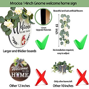 Mrocioa Welcome Sign, 14 x 14 inches, Decorative Signage with Interchangeable Gnome Icons, Seasonal Wood Wreaths Front Door Decorations, Housewarming Gift