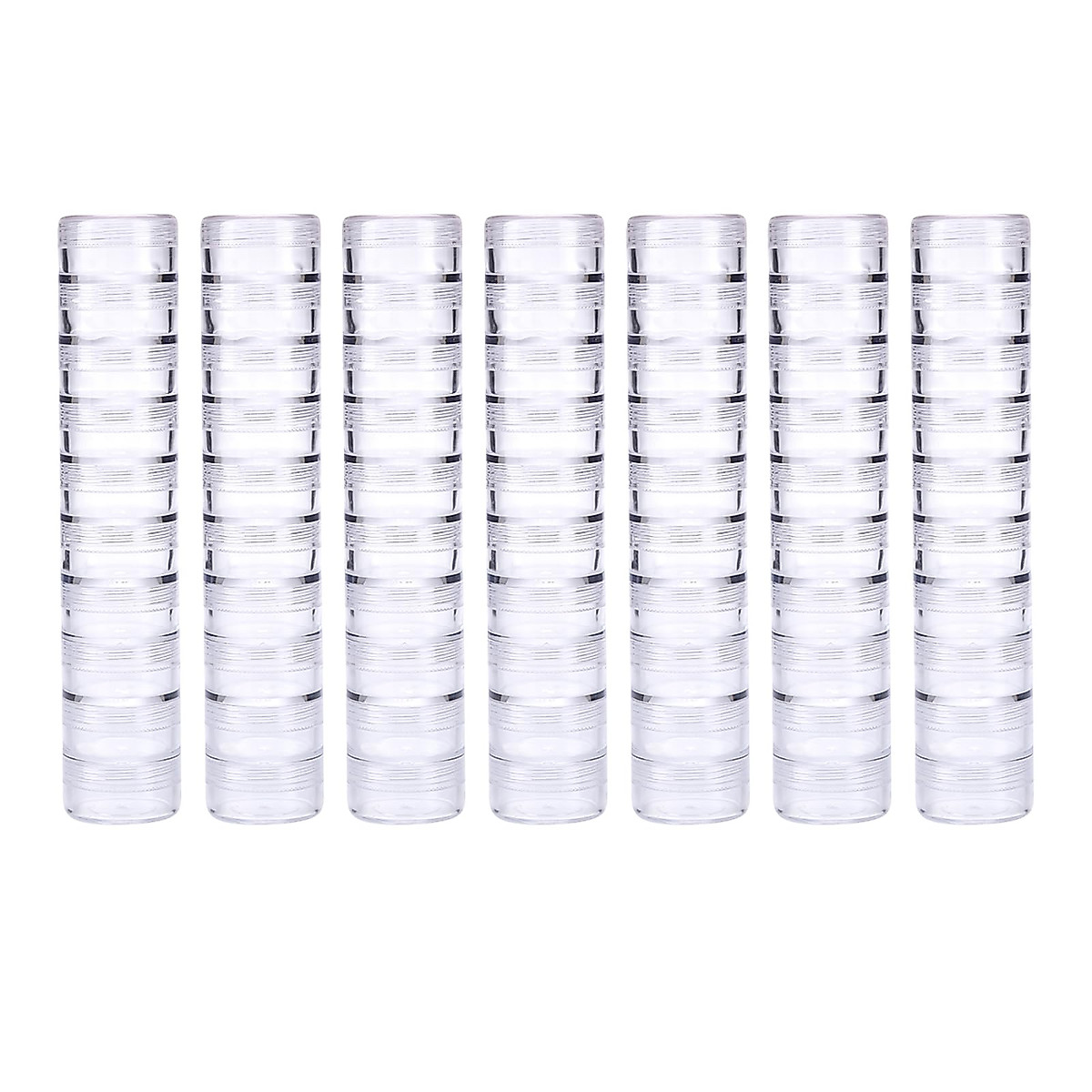 BAOFALI 70 PCS Stackable Plastic Containers, Clear Storage Box Round Organizer Jars for Beads, Buttons, DIY Art CraftJewelry Nail Accessory (919x3.5cm/ 7.5X.5inch)