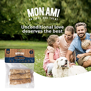 Mon Ami Beef Stuffed Trachea Dog Chews (6 inch, 9 Count) –Trachea Treats for Dogs Made from Grass Fed Beef with Glucosamine & Chondroitin – Natural Dog Treats & High Protein