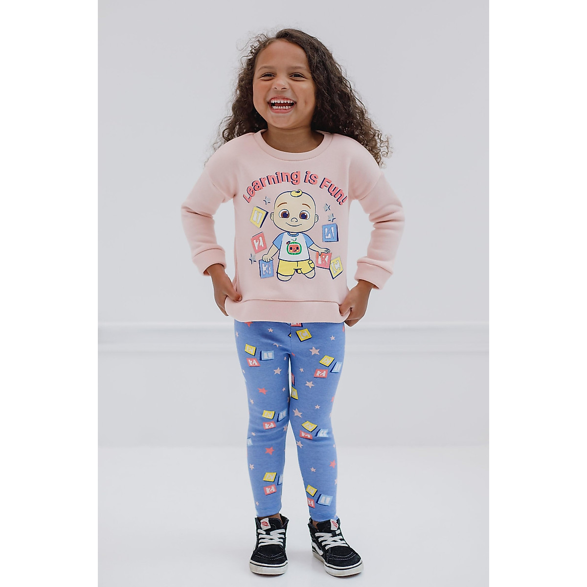 CoComelon JJ Toddler Girls Pullover Fleece Sweatshirt and Pants Set Blue/Pink 3T
