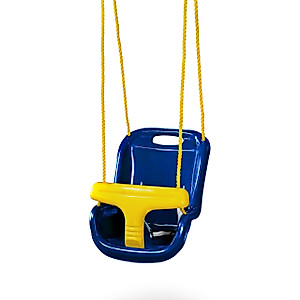 Gorilla Playsets 04-0032-G High Back Plastic Infant Swing with Yellow T Bar & Rope, Green