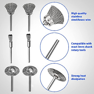 Mixiflor 99 Pcs Wire Brushes Set,Steel Wire Wheels Pen Brushes Set Kit Accessories for Rotary Tool-1/8"(3mm) Shank