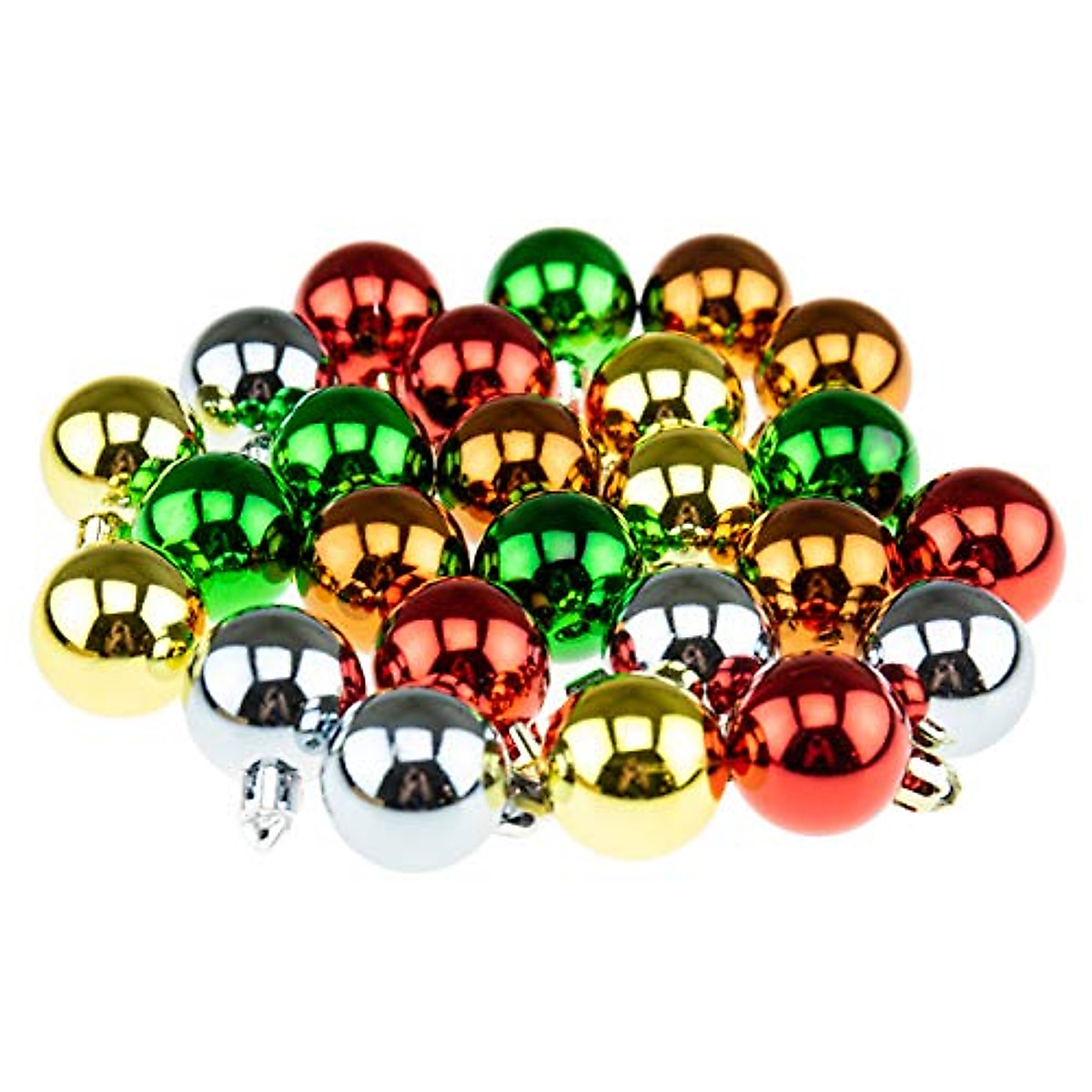 Clever Creations Shatterproof Christmas Ornaments Small 25mm Red, Green, Gold, Silver, Brown Christmas Décor | 25 Pack Set Perfect for Christmas Decorations