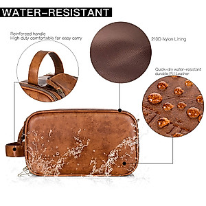 Elviros Travel Toiletry Bag for Men, Shaving Dopp Kit Water-resistant Bathroom Small Toiletries Organizer PU Leather Cosmetic Bags