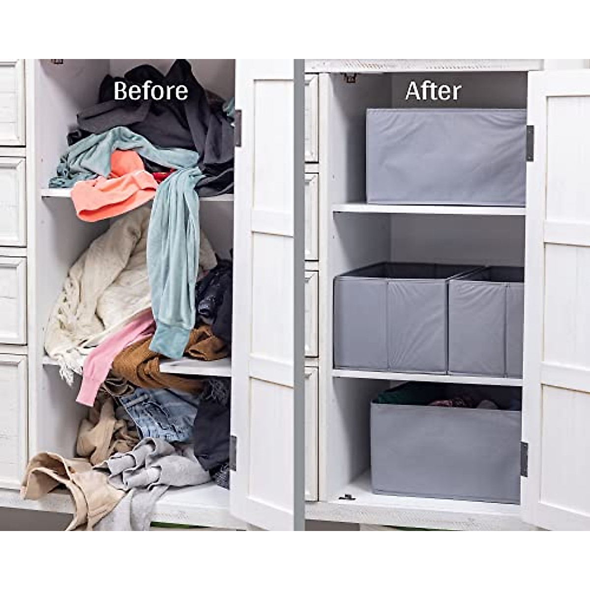 ZMVM – 2pk Closet Organizers and Storage – Foldable Clothes Organizer –Wardrobe Clothes Organizer with PP Board – Washable Clothes Organizer for Folded Clothes – 7 Grid Medium Pants Organizer (2pcs)