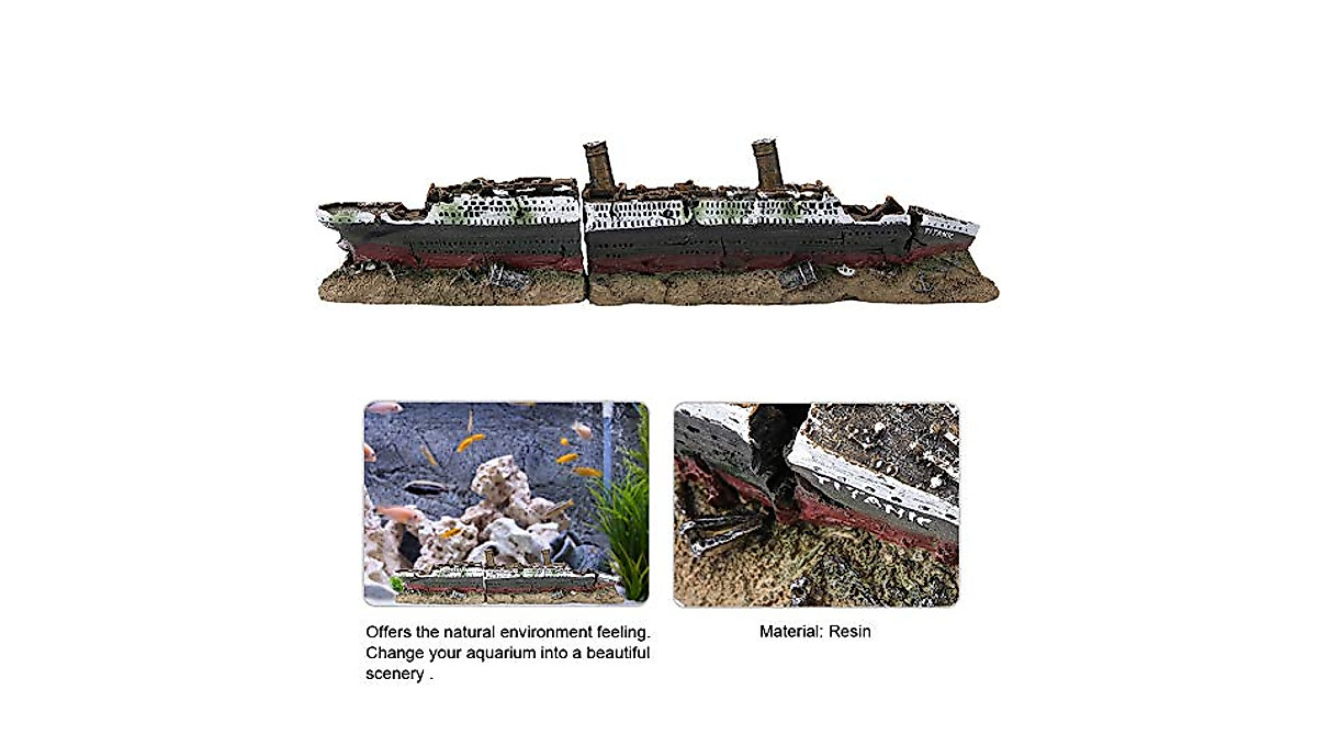 Aquarium Wreck Ornaments: Resin Sunk Ship Decor for Fish Tanks