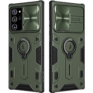 Samsung Galaxy Note 20 Ultra 5G Case with Ring Kickstand and Camera Lens Cover, CamShield Armor Shockproof PC & TPU Bumper Hybrid Protective Cover (Green,Note 20 Ultra/Note 20 Ultra 5G)