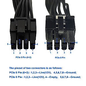 COMeap PCIe Cable for Seasonic PSUs, PCIe 8 Pin Male to Dual PCIe 8 Pin (6+2) Male Power Adapter Splitter 25-inch+9-inch (63cm+23cm)