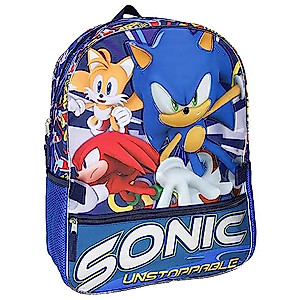AI ACCESSORY INNOVATIONS Sonic The Hedgehog Tails And Knuckles Kids School Travel Backpack 2 Piece Set With Detachable Lunch Box