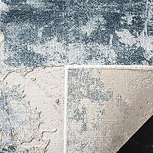 SAFAVIEH Vogue Collection Runner Rug - 2' x 12', Beige & Turquoise, Modern Abstract Design, Non-Shedding & Easy Care, Ideal for High Traffic Areas in Living Room, Bedroom (VGE142B)