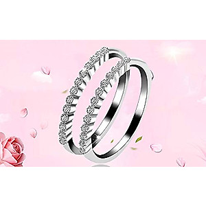 Uloveido Women's Round Cut Lab Created White Diamond Anniversary Enhancer Ring Double Eternity Wedding Band Enhancer Guard Y503 (size 8)