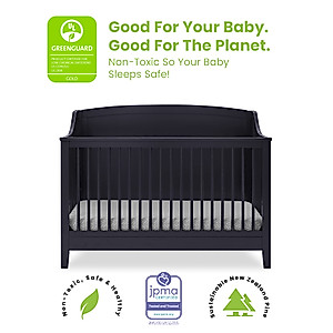Delta Children Campbell 6-in-1 Convertible Crib - Greenguard Gold Certified, Midnight Grey