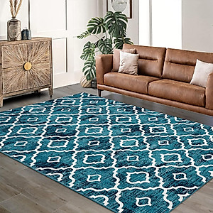 ROYHOME Area Rug 8x10 Living Room Rugs Machine Washable Rug Moroccan Rug Geometric Neutral Floor Carpet Soft Low Pile Stain Resistant Large Rug for Bedroom Under Dining Table Home Office