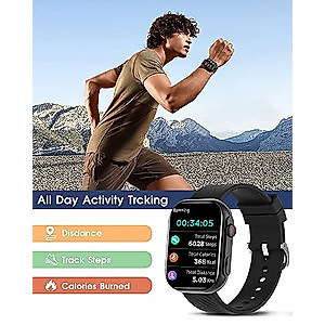 BYBUKCKR Smart Watch for Men Women (Answer/Make Call), 2" Smartwatch for Android Phones and iPhone Compatible, IP68 Waterproof Fitness Watch with Heart Rate Monitor Blood Oxygen Sleep Tracker, Black