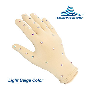 Skating Spirit Figure Skating Competition Thermal Gloves (1 pair) Sparkle Rhinestone Decoration, for Performance Test Show Dance (Black, Large)