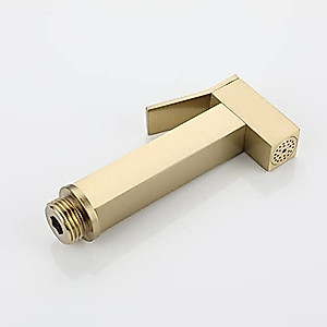 MINJING Wall Mounted Bidet Sprayer Kit for Toilet Brushed Gold Hand Held Sprayer Toilet Attachment Multifunction Single Handle Bathroom Toilet Bidet Mixer Spray Kit,Shower Hose