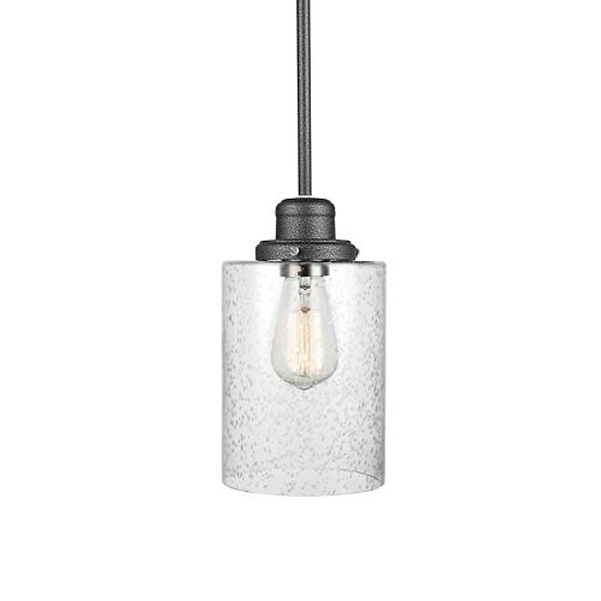 Globe Electric 61009 Annecy 1-Light Pendant, Graphite Finish, Seeded Glass Shade, Bulb Included