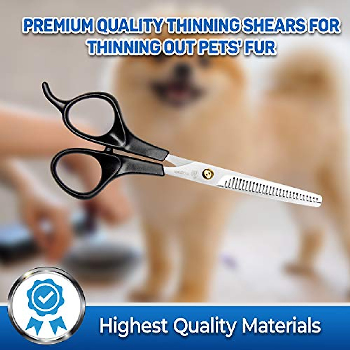 PET MAGASIN Pet Thinning Shears - Professional Thinning Scissors with Toothed Blade